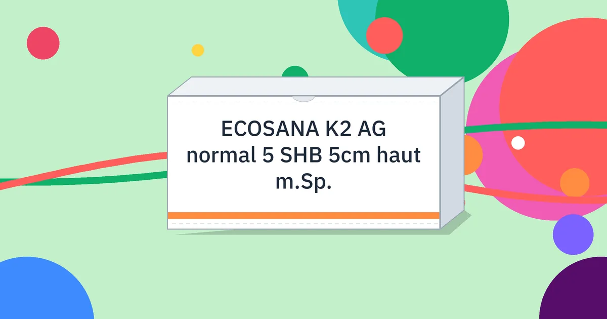 Symbolbild: Packung mit der Aufschrift ECOSANA K2 AG normal 5 SHB 5cm haut m.Sp. (PZN 01472600) – Verfügbarkeit und Bezug in Apotheken in Frankfurt am Main