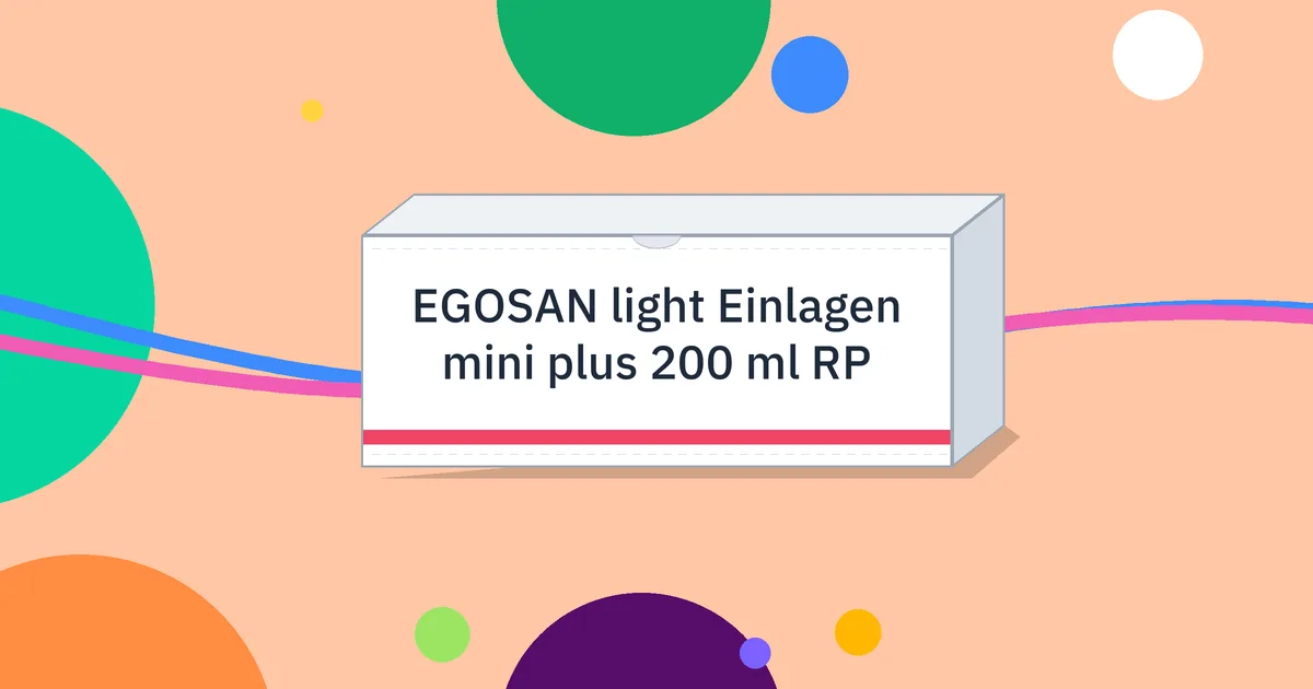 Symbolbild: Packung mit der Aufschrift EGOSAN light Einlagen mini plus 200 ml RP (PZN 16803793) – Verfügbarkeit und Bezug in Apotheken in Frankfurt am Main