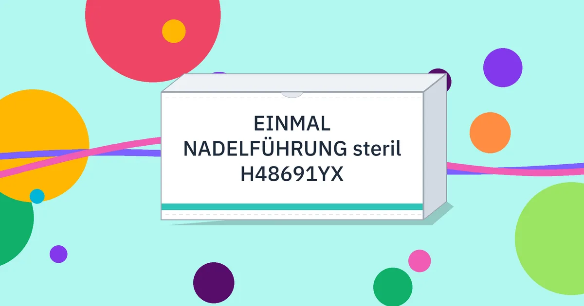 Symbolbild: Packung mit der Aufschrift EINMAL NADELFÜHRUNG steril H48691YX (PZN 16258806) – Verfügbarkeit und Bezug in Apotheken in Frankfurt am Main