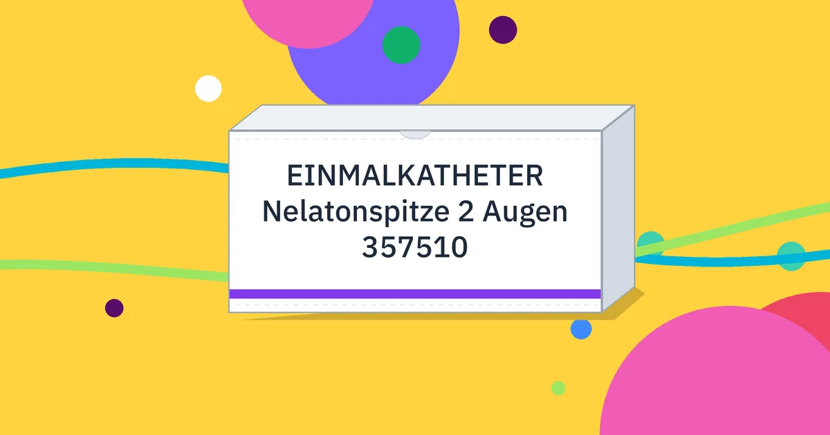 Symbolbild: Packung mit der Aufschrift EINMALKATHETER Nelatonspitze 2 Augen 357510 (PZN 20288575) – Verfügbarkeit und Bezug in Apotheken in Frankfurt am Main