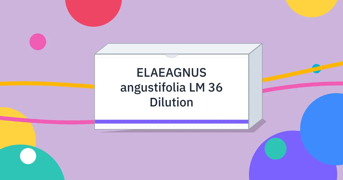 Symbolbild: Packung mit der Aufschrift ELAEAGNUS angustifolia LM 36 Dilution (PZN 13469543) – Verfügbarkeit und Bezug in Apotheken in Frankfurt am Main