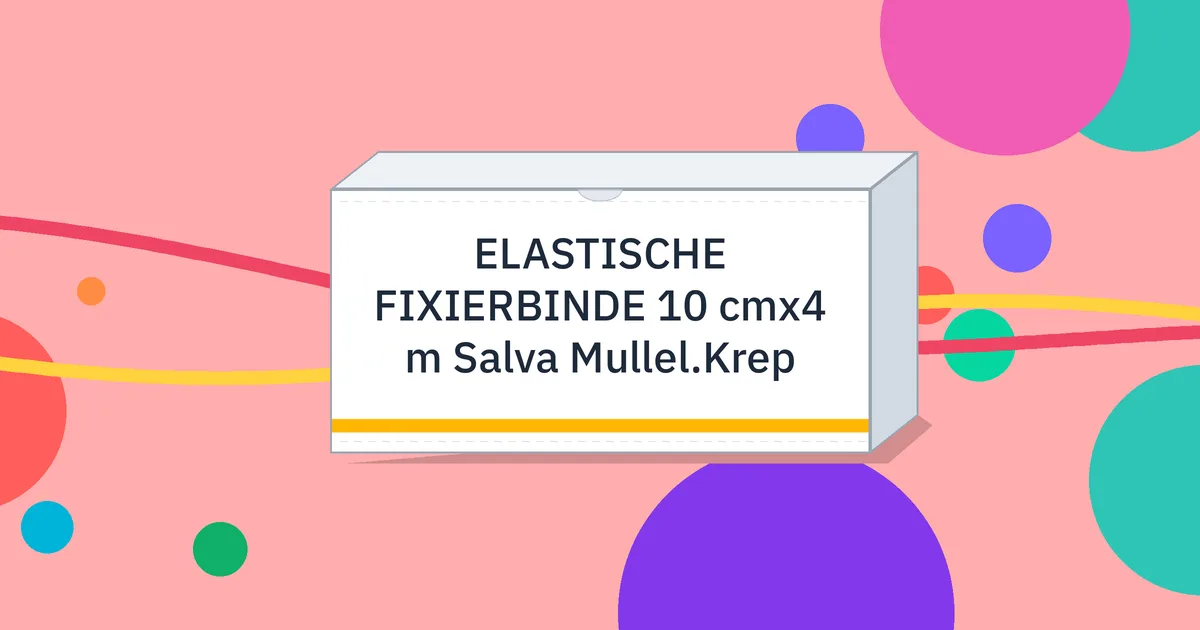 Symbolbild: Packung mit der Aufschrift ELASTISCHE FIXIERBINDE 10 cmx4 m Salva Mullel.Krep (PZN 17151973) – Verfügbarkeit und Bezug in Apotheken in Frankfurt am Main