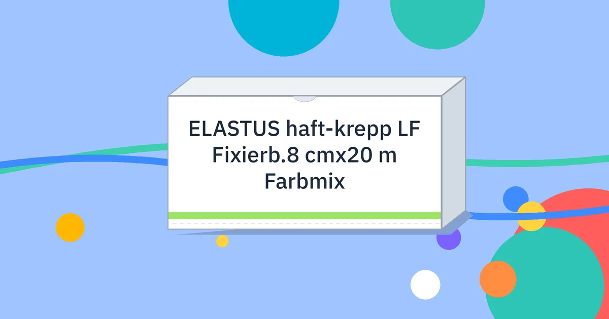 Symbolbild: Packung mit der Aufschrift ELASTUS haft-krepp LF Fixierb.8 cmx20 m Farbmix (PZN 16678448) – Verfügbarkeit und Bezug in Apotheken in Frankfurt am Main