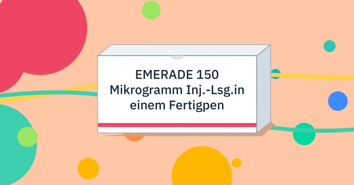 Symbolbild: Packung mit der Aufschrift EMERADE 150 Mikrogramm Inj.-Lsg.in einem Fertigpen (PZN 10552611) – Verfügbarkeit und Bezug in Apotheken in Frankfurt am Main