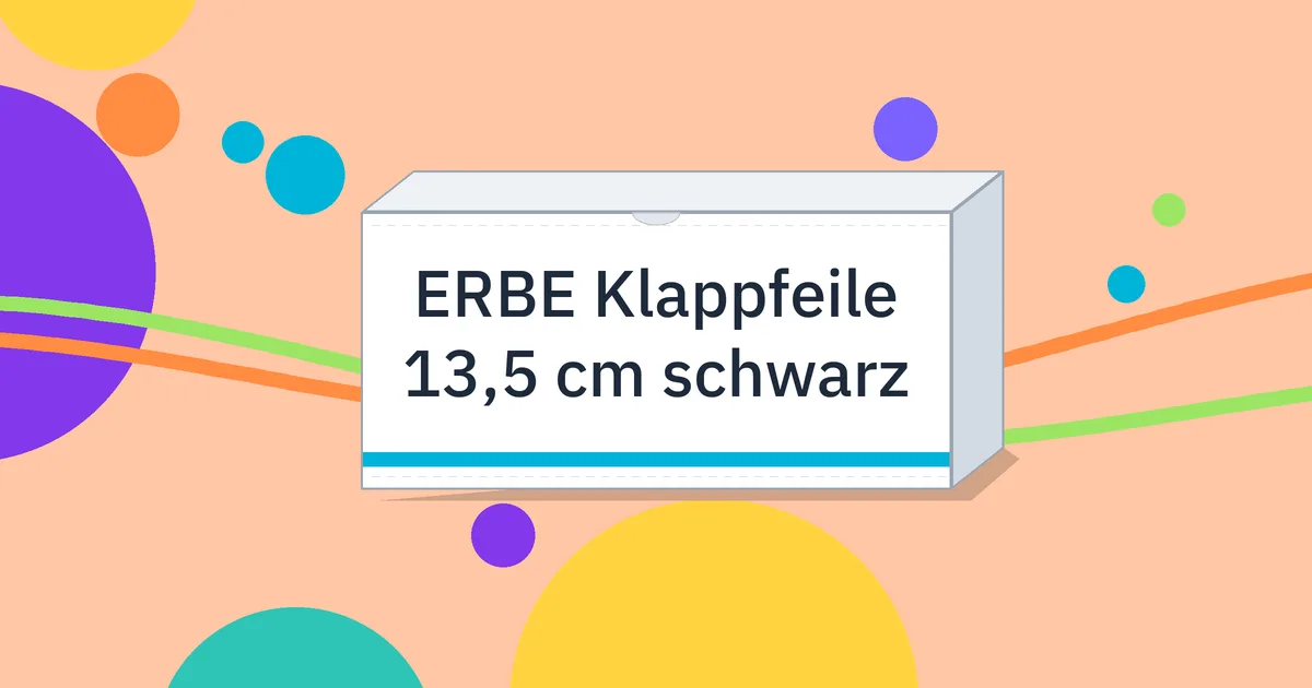 Symbolbild: Packung mit der Aufschrift ERBE Klappfeile 13,5 cm schwarz (PZN 20052743) – Verfügbarkeit und Bezug in Apotheken in Frankfurt am Main