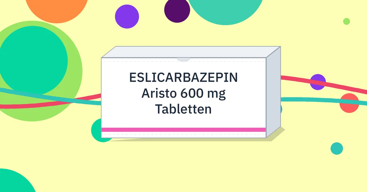 Symbolbild: Packung mit der Aufschrift ESLICARBAZEPIN Aristo 600 mg Tabletten (PZN 16850953) – Verfügbarkeit und Bezug in Apotheken in Frankfurt am Main