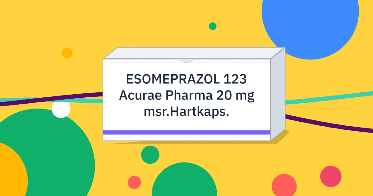 Symbolbild: Packung mit der Aufschrift ESOMEPRAZOL 123 Acurae Pharma 20 mg msr.Hartkaps. (PZN 19835598) – Verfügbarkeit und Bezug in Apotheken in Frankfurt am Main