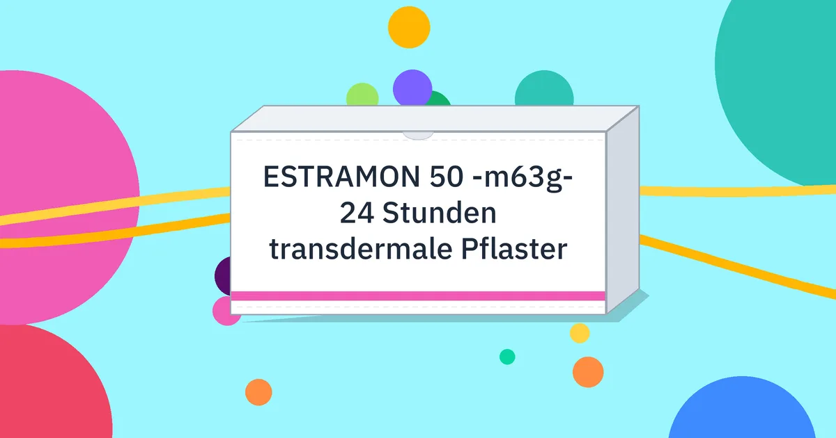 Symbolbild: Packung mit der Aufschrift ESTRAMON 50 -m63g-24 Stunden transdermale Pflaster (PZN 08416384) – Verfügbarkeit und Bezug in Apotheken in Frankfurt am Main