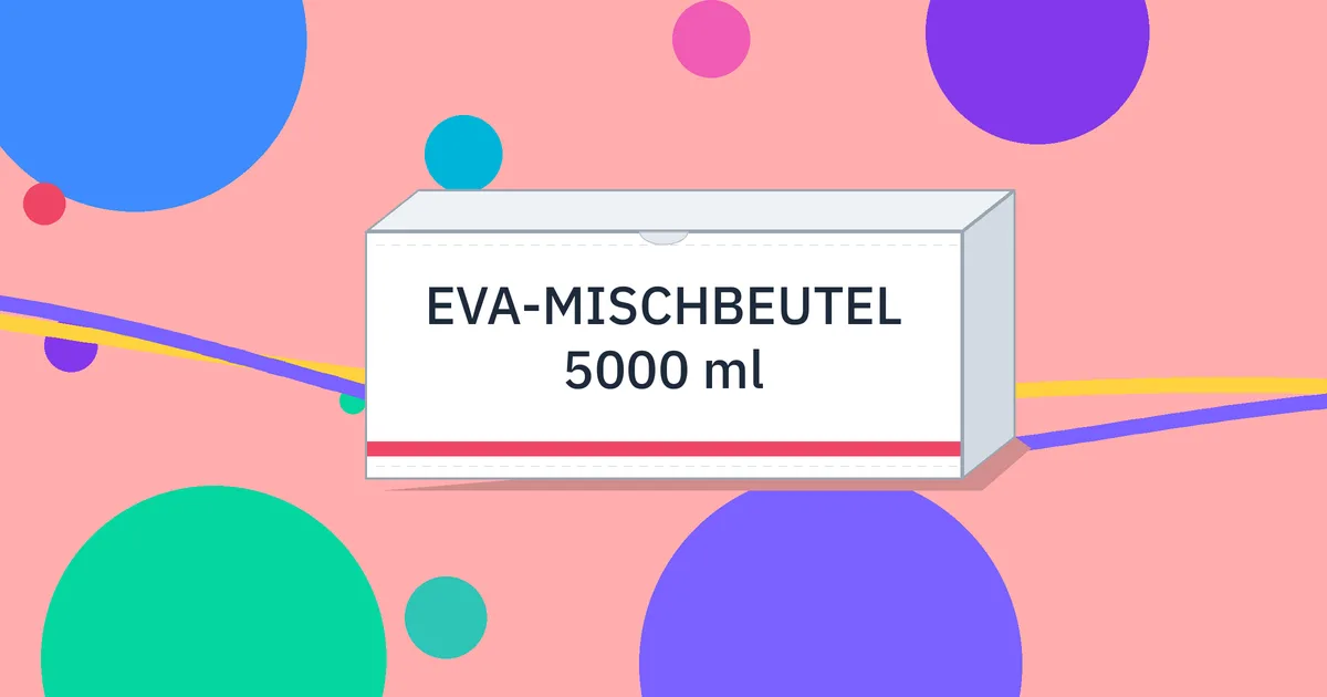 Symbolbild: Packung mit der Aufschrift EVA-MISCHBEUTEL 5000 ml (PZN 01803971) – Verfügbarkeit und Bezug in Apotheken in Frankfurt am Main