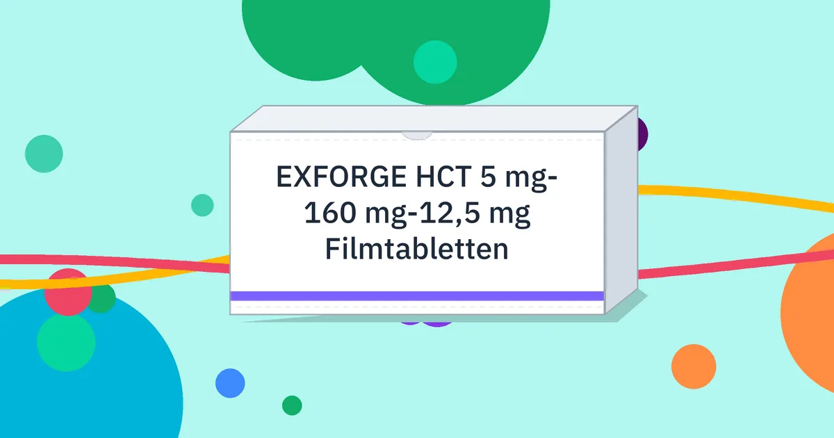 Symbolbild: Packung mit der Aufschrift EXFORGE HCT 5 mg-160 mg-12,5 mg Filmtabletten (PZN 10343563) – Verfügbarkeit und Bezug in Apotheken in Frankfurt am Main