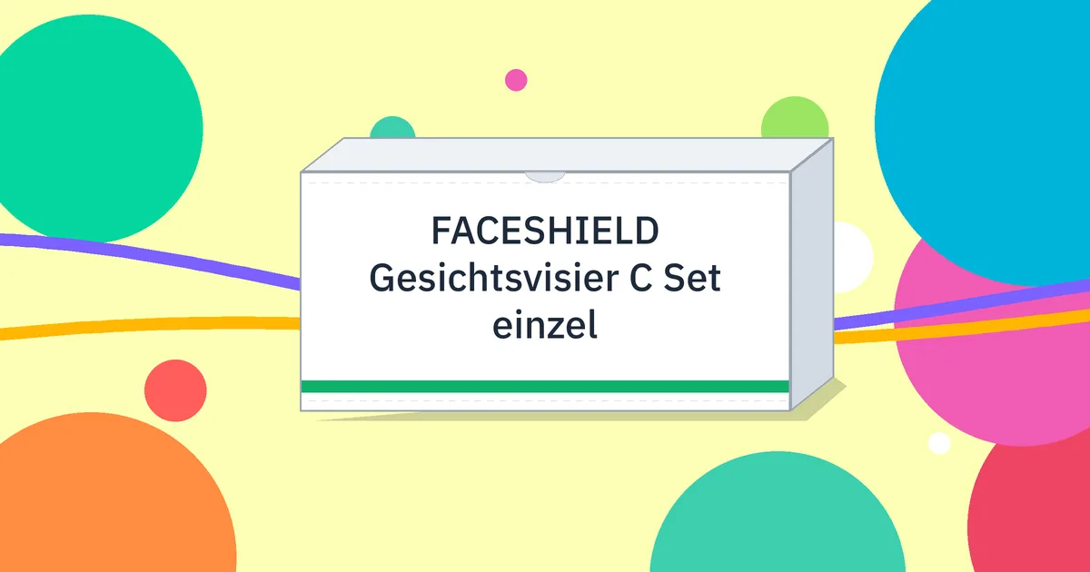 Symbolbild: Packung mit der Aufschrift FACESHIELD Gesichtsvisier C Set einzel (PZN 16797696) – Verfügbarkeit und Bezug in Apotheken in Frankfurt am Main