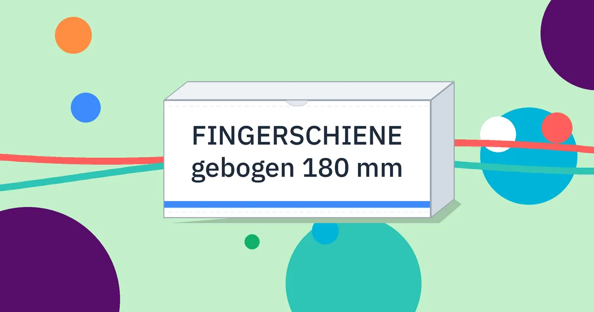Symbolbild: Packung mit der Aufschrift FINGERSCHIENE gebogen 180 mm (PZN 07003639) – Verfügbarkeit und Bezug in Apotheken in Frankfurt am Main