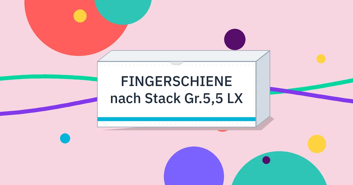 Symbolbild: Packung mit der Aufschrift FINGERSCHIENE nach Stack Gr.5,5 LX (PZN 10197392) – Verfügbarkeit und Bezug in Apotheken in Frankfurt am Main