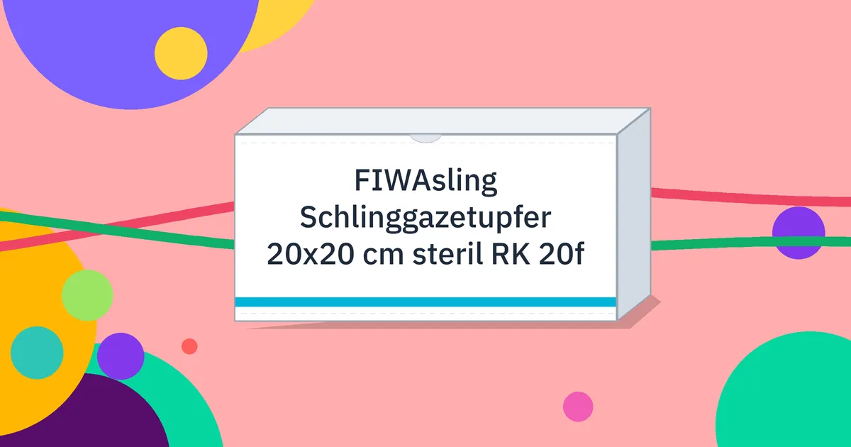 Symbolbild: Packung mit der Aufschrift FIWAsling Schlinggazetupfer 20x20 cm steril RK 20f (PZN 11533633) – Verfügbarkeit und Bezug in Apotheken in Frankfurt am Main