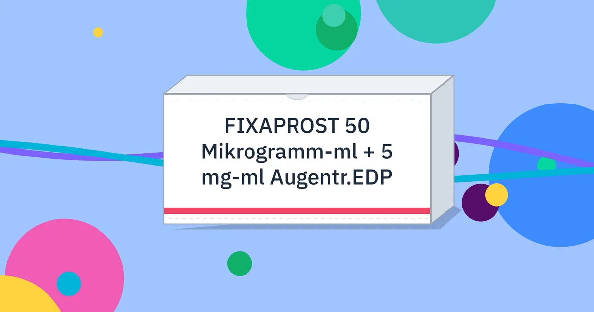 Symbolbild: Packung mit der Aufschrift FIXAPROST 50 Mikrogramm-ml + 5 mg-ml Augentr.EDP (PZN 18495321) – Verfügbarkeit und Bezug in Apotheken in Frankfurt am Main