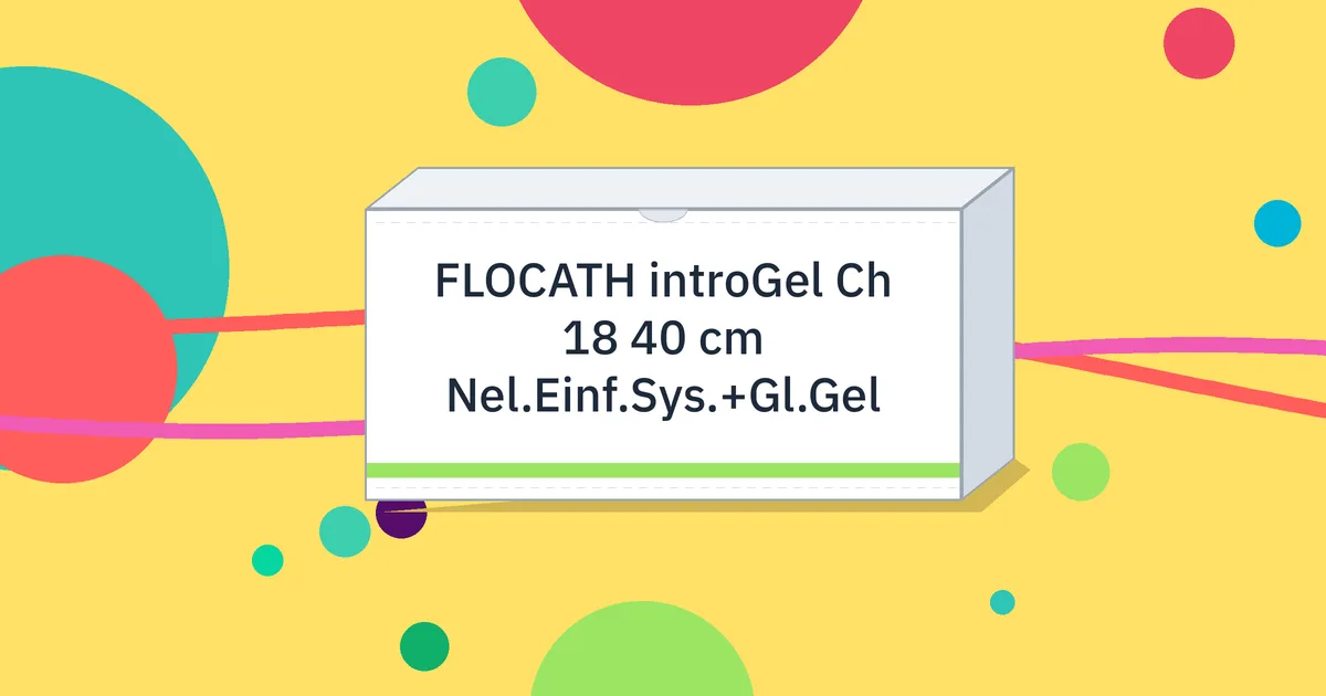 Symbolbild: Packung mit der Aufschrift FLOCATH introGel Ch 18 40 cm Nel.Einf.Sys.+Gl.Gel (PZN 05018921) – Verfügbarkeit und Bezug in Apotheken in Frankfurt am Main
