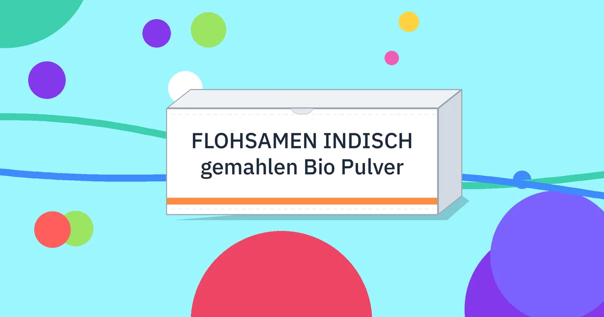 Symbolbild: Packung mit der Aufschrift FLOHSAMEN INDISCH gemahlen Bio Pulver (PZN 10811768) – Verfügbarkeit und Bezug in Apotheken in Frankfurt am Main