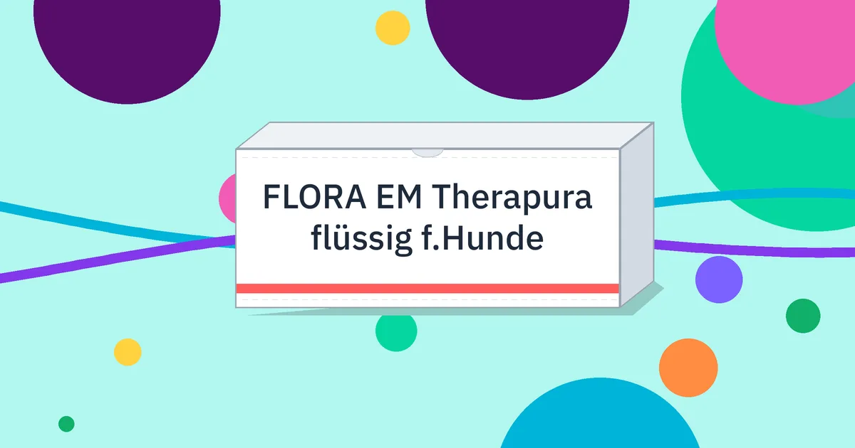 Symbolbild: Packung mit der Aufschrift FLORA EM Therapura flüssig f.Hunde (PZN 19208803) – Verfügbarkeit und Bezug in Apotheken in Frankfurt am Main