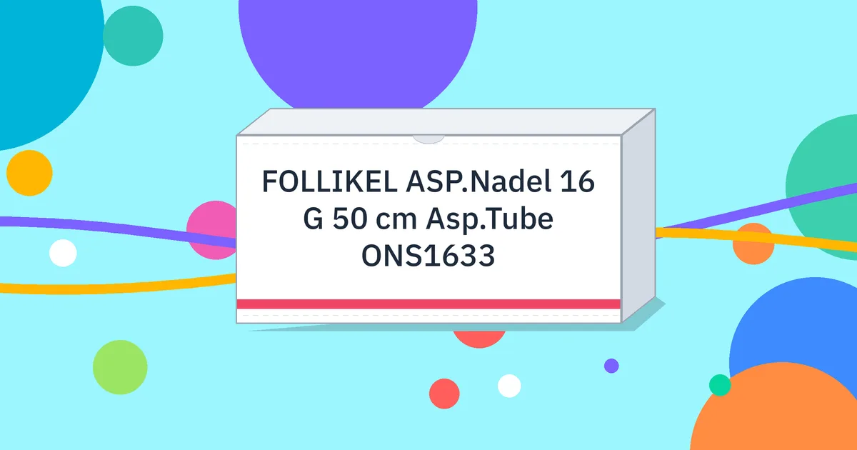 Symbolbild: Packung mit der Aufschrift FOLLIKEL ASP.Nadel 16 G 50 cm Asp.Tube ONS1633 (PZN 19055110) – Verfügbarkeit und Bezug in Apotheken in Frankfurt am Main