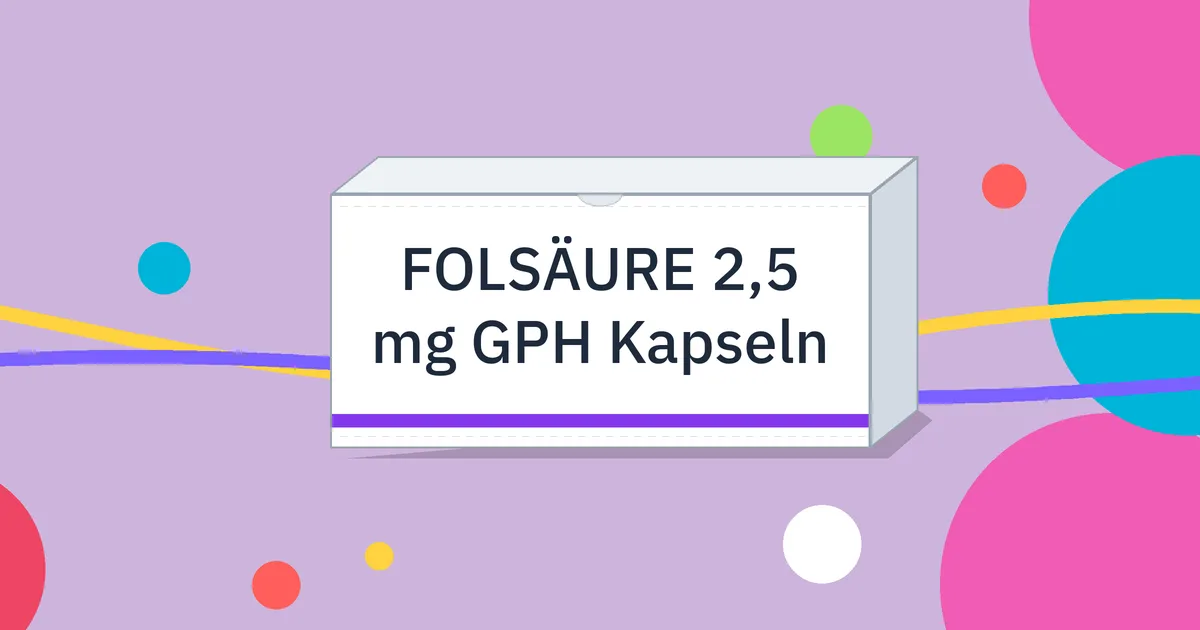 Symbolbild: Packung mit der Aufschrift FOLSÄURE 2,5 mg GPH Kapseln (PZN 15409373) – Verfügbarkeit und Bezug in Apotheken in Frankfurt am Main