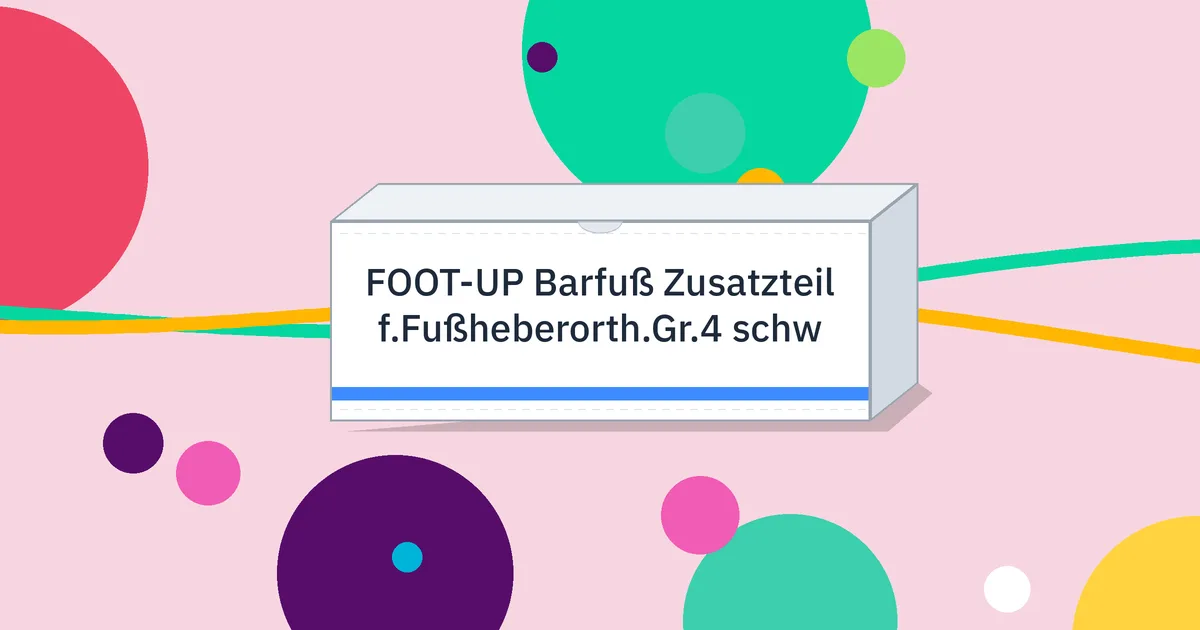 Symbolbild: Packung mit der Aufschrift FOOT-UP Barfuß Zusatzteil f.Fußheberorth.Gr.4 schw (PZN 19450912) – Verfügbarkeit und Bezug in Apotheken in Frankfurt am Main