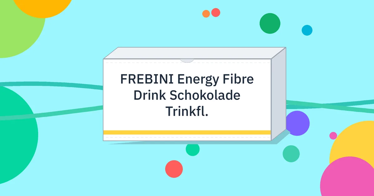 Symbolbild: Packung mit der Aufschrift FREBINI Energy Fibre Drink Schokolade Trinkfl. (PZN 09678318) – Verfügbarkeit und Bezug in Apotheken in Frankfurt am Main