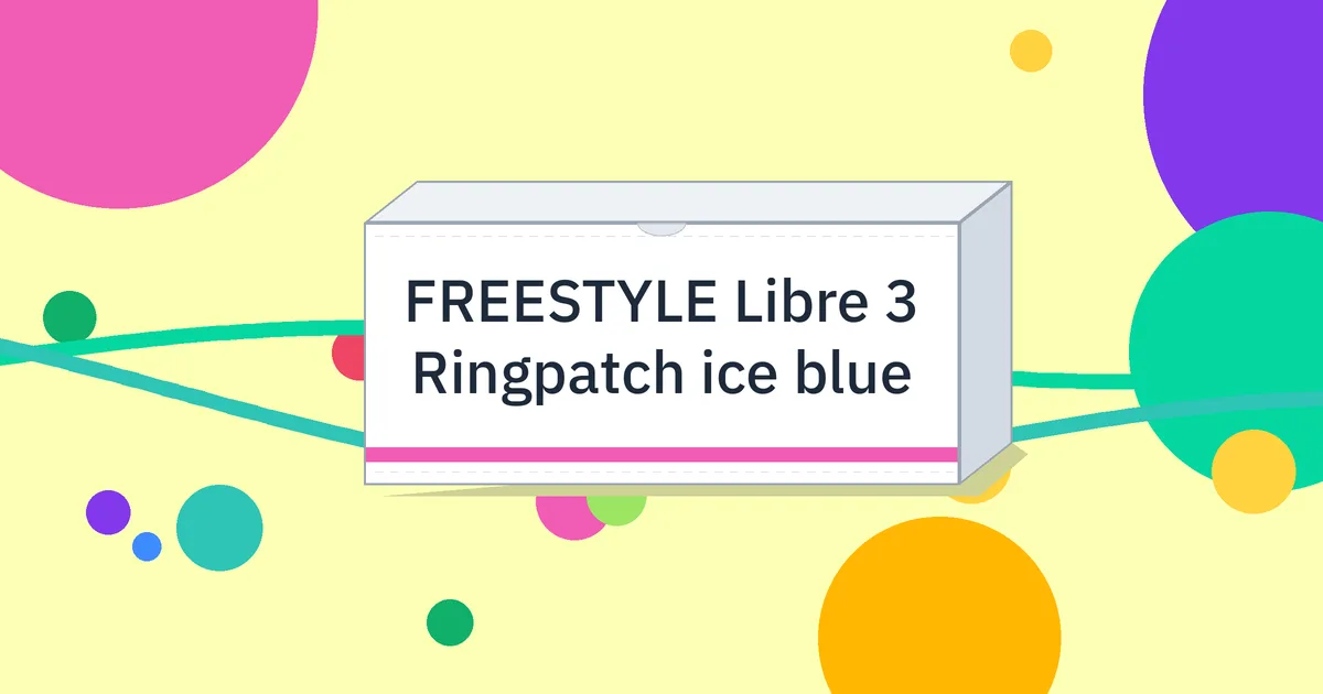 Symbolbild: Packung mit der Aufschrift FREESTYLE Libre 3 Ringpatch ice blue (PZN 19865062) – Verfügbarkeit und Bezug in Apotheken in Frankfurt am Main