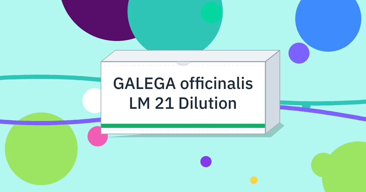 Symbolbild: Packung mit der Aufschrift GALEGA officinalis LM 21 Dilution (PZN 13495865) – Verfügbarkeit und Bezug in Apotheken in Frankfurt am Main
