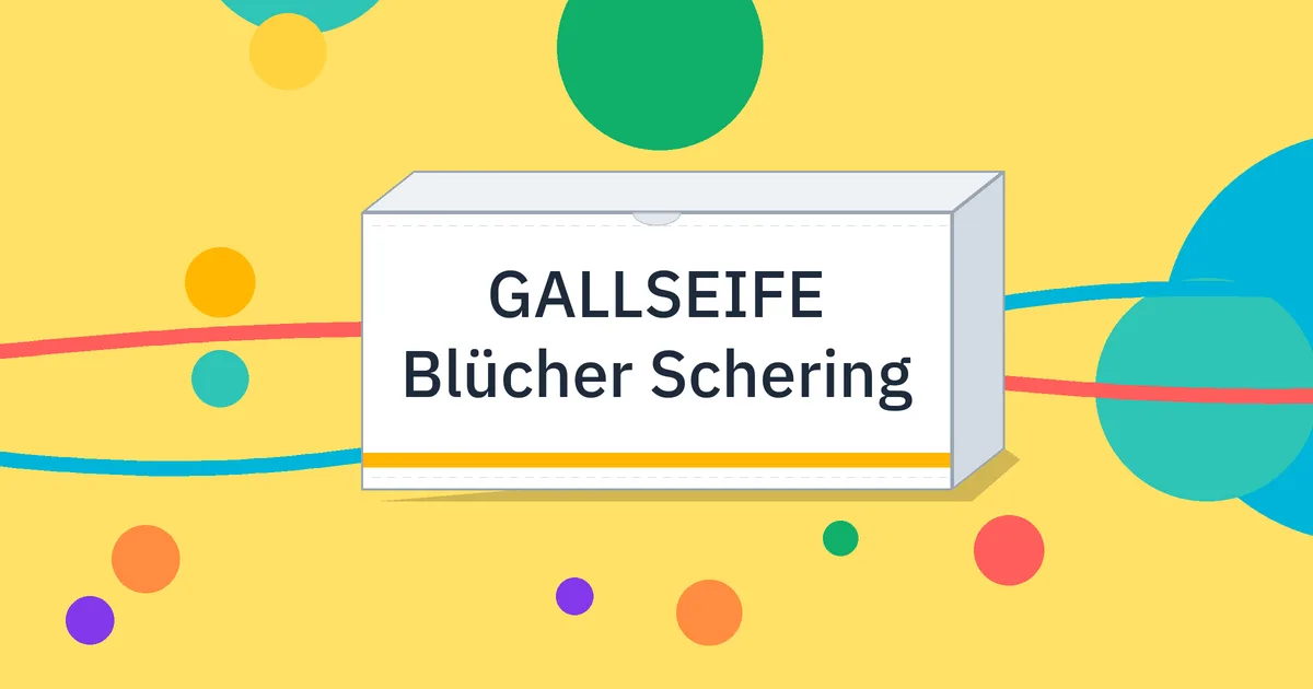 Symbolbild: Packung mit der Aufschrift GALLSEIFE Blücher Schering (PZN 01265746) – Verfügbarkeit und Bezug in Apotheken in Frankfurt am Main