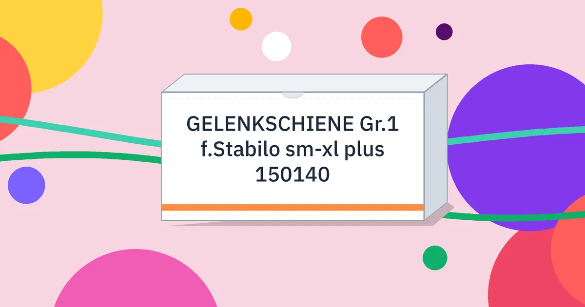 Symbolbild: Packung mit der Aufschrift GELENKSCHIENE Gr.1 f.Stabilo sm-xl plus 150140 (PZN 11014459) – Verfügbarkeit und Bezug in Apotheken in Frankfurt am Main