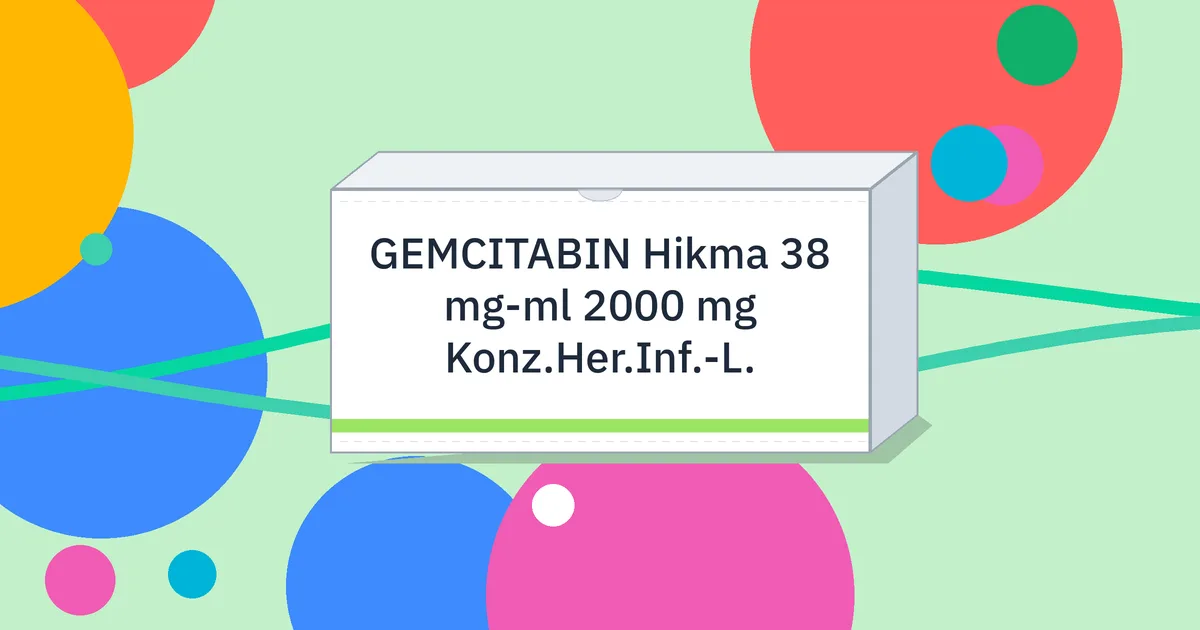 Symbolbild: Packung mit der Aufschrift GEMCITABIN Hikma 38 mg-ml 2000 mg Konz.Her.Inf.-L. (PZN 13913417) – Verfügbarkeit und Bezug in Apotheken in Frankfurt am Main