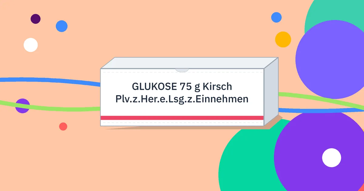 Symbolbild: Packung mit der Aufschrift GLUKOSE 75 g Kirsch Plv.z.Her.e.Lsg.z.Einnehmen (PZN 11540047) – Verfügbarkeit und Bezug in Apotheken in Frankfurt am Main