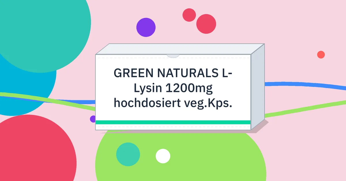 Symbolbild: Packung mit der Aufschrift GREEN NATURALS L-Lysin 1200mg hochdosiert veg.Kps. (PZN 19485276) – Verfügbarkeit und Bezug in Apotheken in Frankfurt am Main