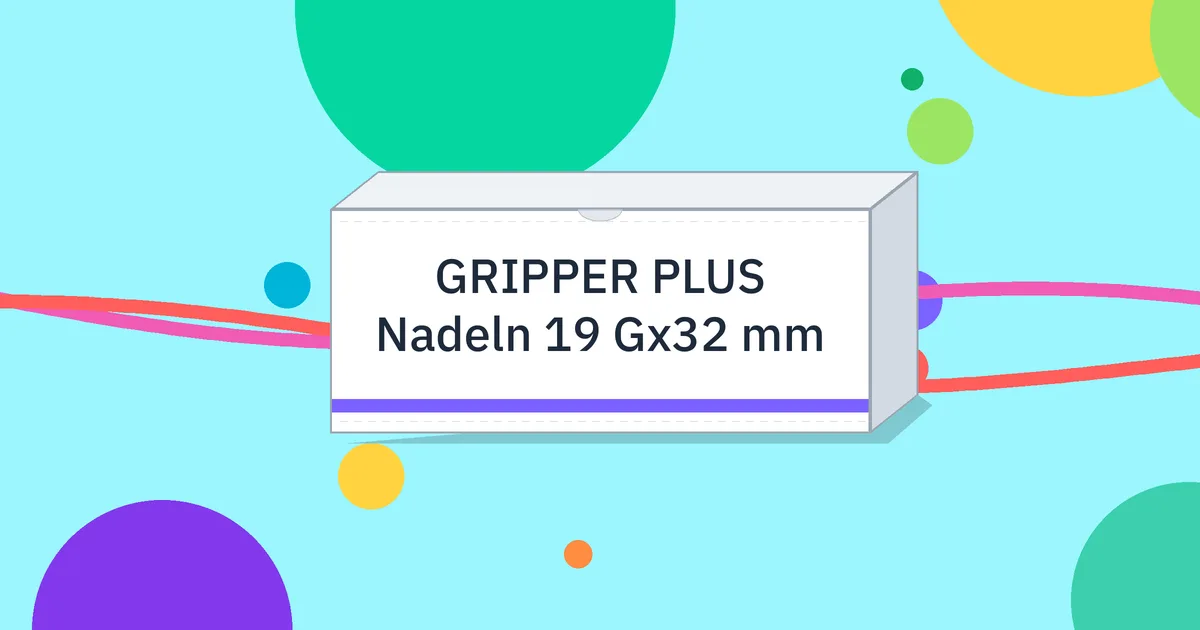 Symbolbild: Packung mit der Aufschrift GRIPPER PLUS Nadeln 19 Gx32 mm (PZN 00108482) – Verfügbarkeit und Bezug in Apotheken in Frankfurt am Main