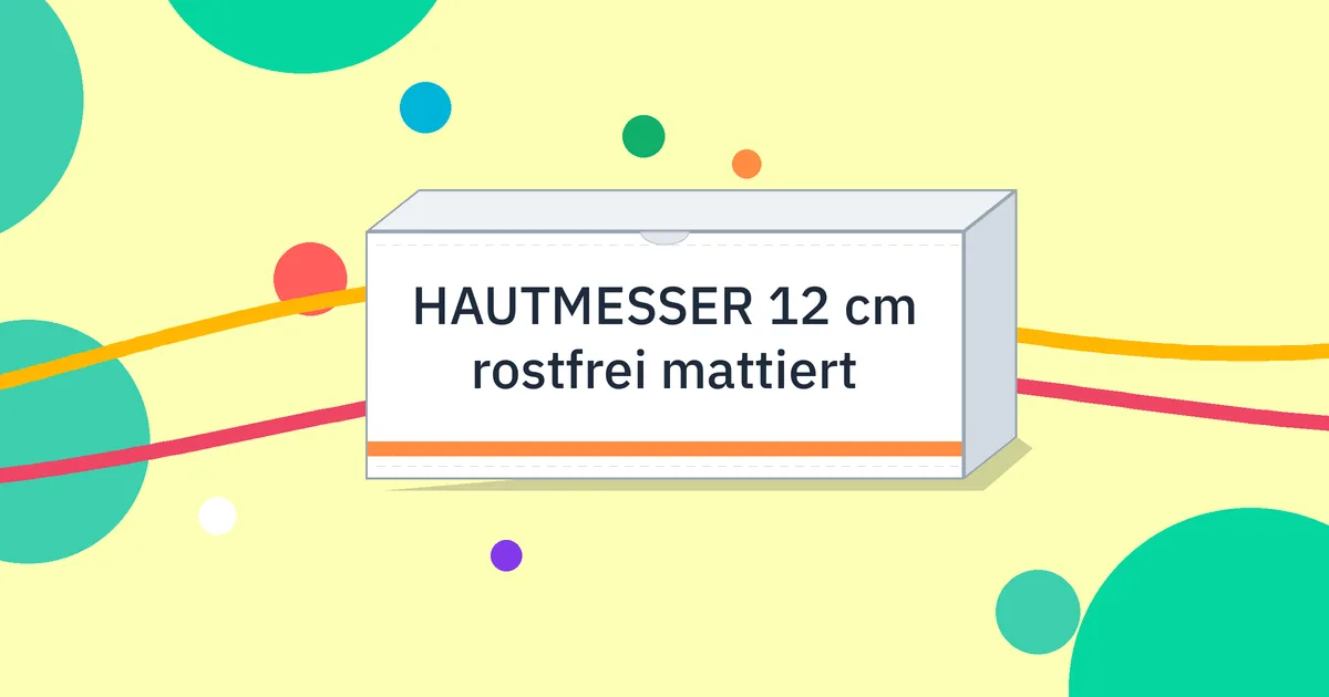 Symbolbild: Packung mit der Aufschrift HAUTMESSER 12 cm rostfrei mattiert (PZN 18106957) – Verfügbarkeit und Bezug in Apotheken in Frankfurt am Main