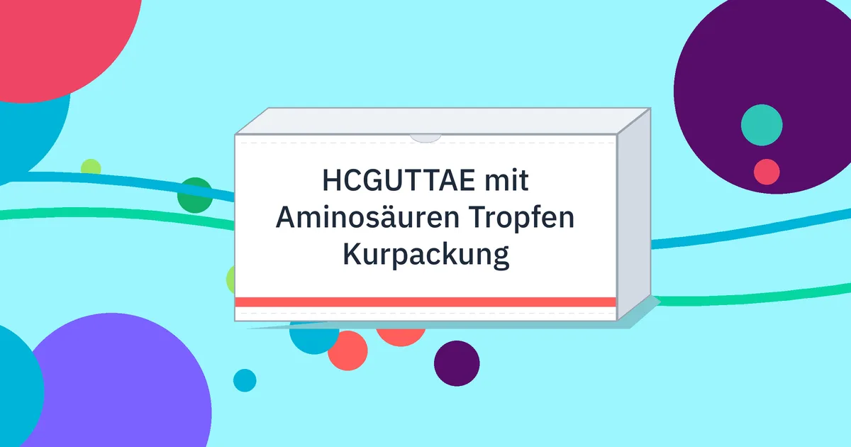 Symbolbild: Packung mit der Aufschrift HCGUTTAE mit Aminosäuren Tropfen Kurpackung (PZN 15389185) – Verfügbarkeit und Bezug in Apotheken in Frankfurt am Main