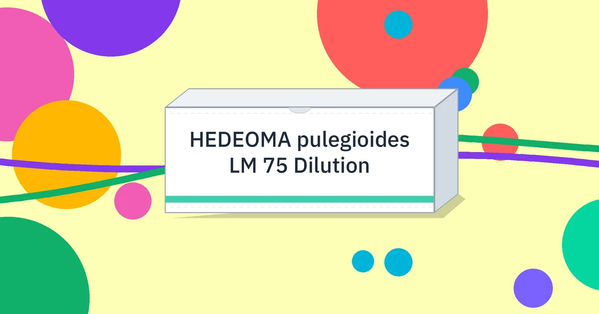 Symbolbild: Packung mit der Aufschrift HEDEOMA pulegioides LM 75 Dilution (PZN 13551434) – Verfügbarkeit und Bezug in Apotheken in Frankfurt am Main