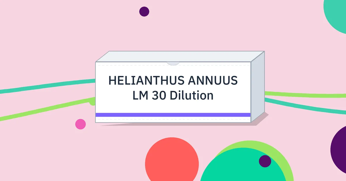 Symbolbild: Packung mit der Aufschrift HELIANTHUS ANNUUS LM 30 Dilution (PZN 12886026) – Verfügbarkeit und Bezug in Apotheken in Frankfurt am Main