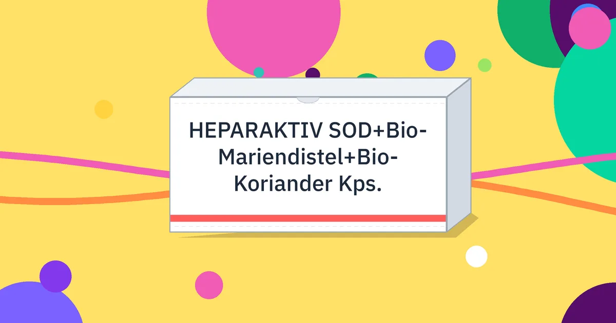 Symbolbild: Packung mit der Aufschrift HEPARAKTIV SOD+Bio-Mariendistel+Bio-Koriander Kps. (PZN 18263591) – Verfügbarkeit und Bezug in Apotheken in Frankfurt am Main