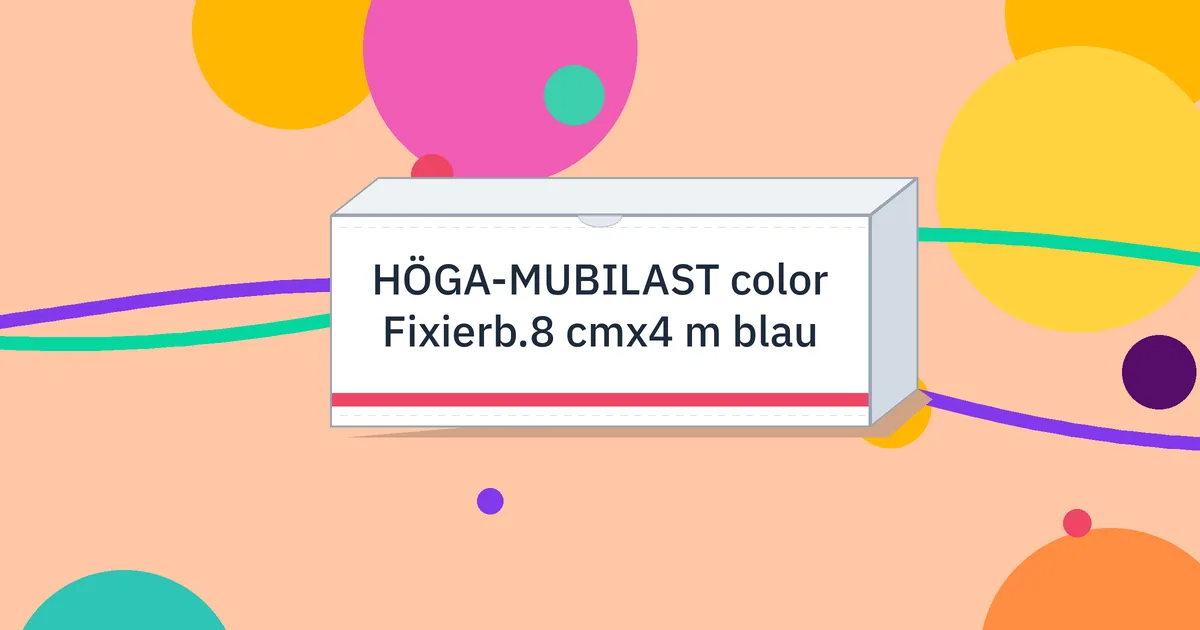 Symbolbild: Packung mit der Aufschrift HÖGA-MUBILAST color Fixierb.8 cmx4 m blau (PZN 10712196) – Verfügbarkeit und Bezug in Apotheken in Frankfurt am Main