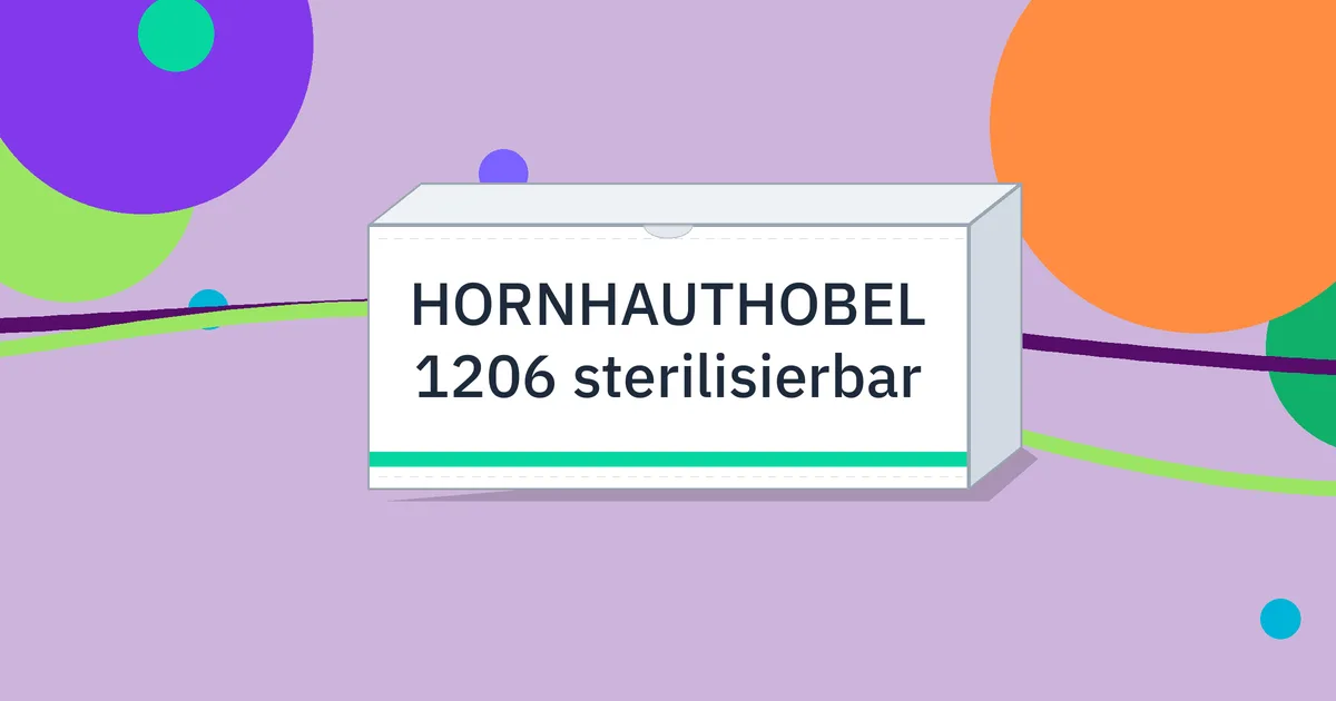 Symbolbild: Packung mit der Aufschrift HORNHAUTHOBEL 1206 sterilisierbar (PZN 01274107) – Verfügbarkeit und Bezug in Apotheken in Frankfurt am Main