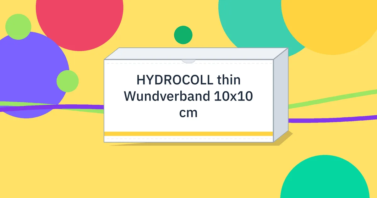 Symbolbild: Packung mit der Aufschrift HYDROCOLL thin Wundverband 10x10 cm (PZN 16007636) – Verfügbarkeit und Bezug in Apotheken in Frankfurt am Main
