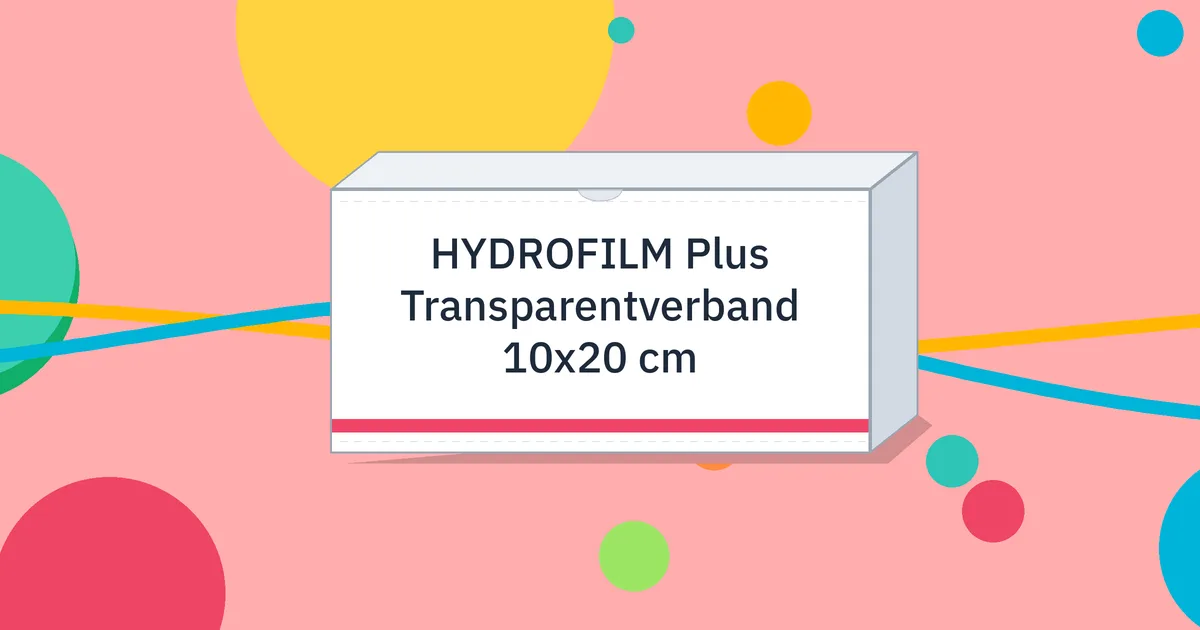 Symbolbild: Packung mit der Aufschrift HYDROFILM Plus Transparentverband 10x20 cm (PZN 00669329) – Verfügbarkeit und Bezug in Apotheken in Frankfurt am Main