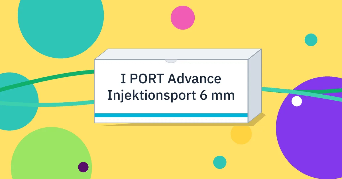 Symbolbild: Packung mit der Aufschrift I PORT Advance Injektionsport 6 mm (PZN 14259859) – Verfügbarkeit und Bezug in Apotheken in Frankfurt am Main