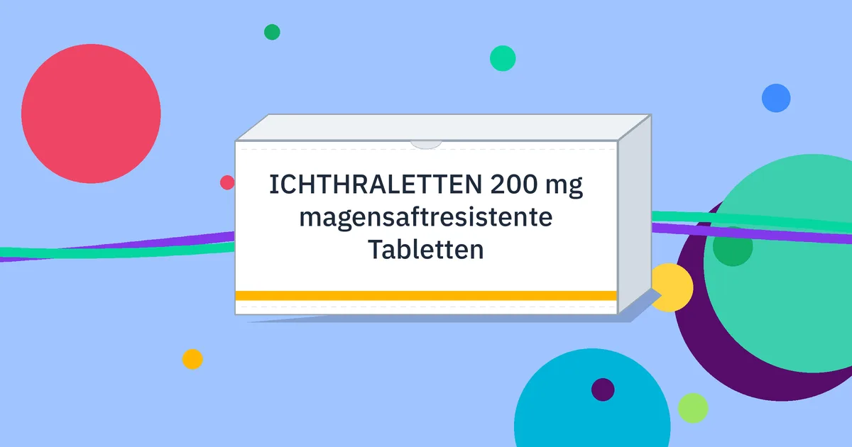 Symbolbild: Packung mit der Aufschrift ICHTHRALETTEN 200 mg magensaftresistente Tabletten (PZN 17506956) – Verfügbarkeit und Bezug in Apotheken in Frankfurt am Main
