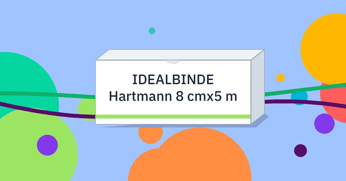 Symbolbild: Packung mit der Aufschrift IDEALBINDE Hartmann 8 cmx5 m (PZN 19900746) – Verfügbarkeit und Bezug in Apotheken in Frankfurt am Main