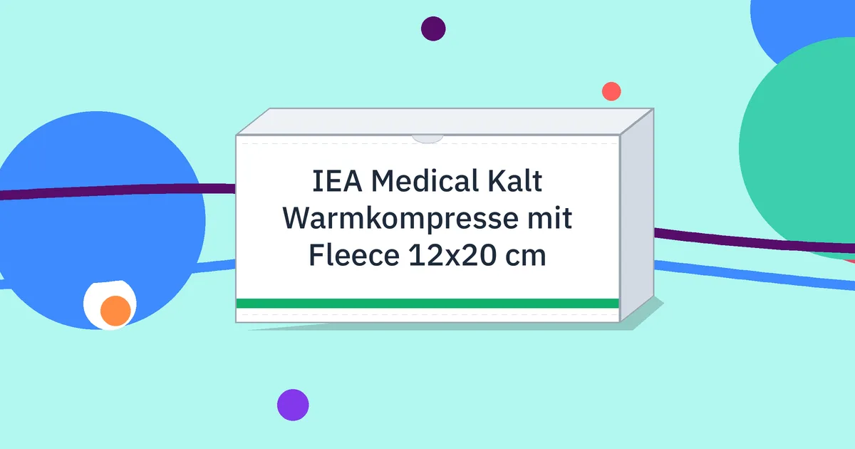 Symbolbild: Packung mit der Aufschrift IEA Medical Kalt Warmkompresse mit Fleece 12x20 cm (PZN 20635976) – Verfügbarkeit und Bezug in Apotheken in Frankfurt am Main