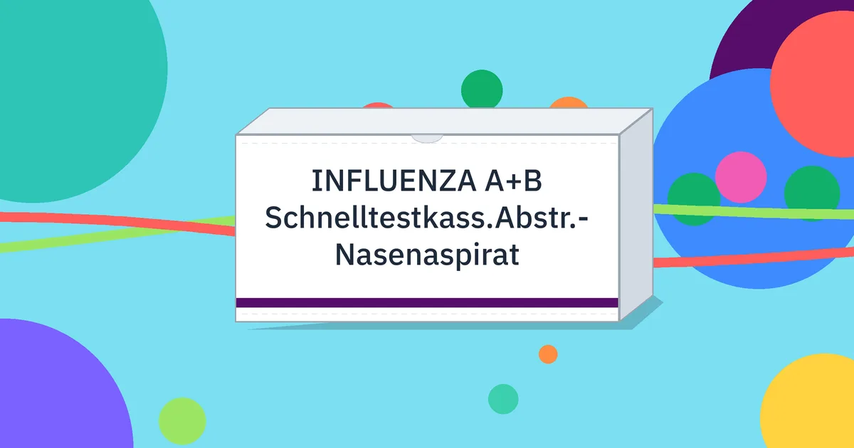 Symbolbild: Packung mit der Aufschrift INFLUENZA A+B Schnelltestkass.Abstr.-Nasenaspirat (PZN 19850770) – Verfügbarkeit und Bezug in Apotheken in Frankfurt am Main
