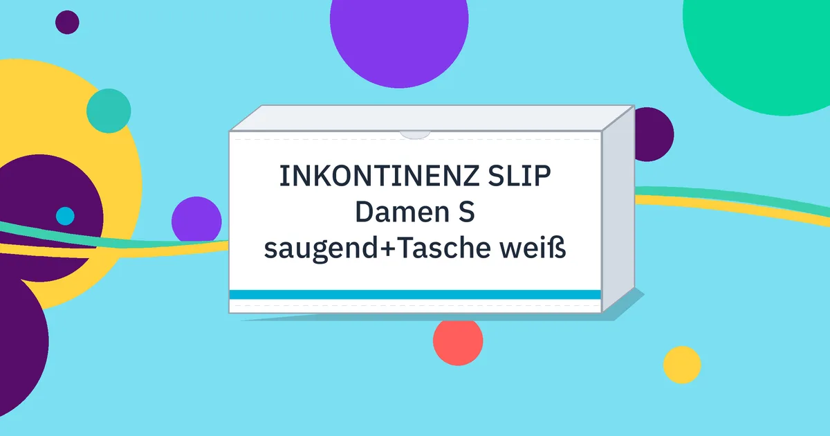 Symbolbild: Packung mit der Aufschrift INKONTINENZ SLIP Damen S saugend+Tasche weiß (PZN 09283123) – Verfügbarkeit und Bezug in Apotheken in Frankfurt am Main