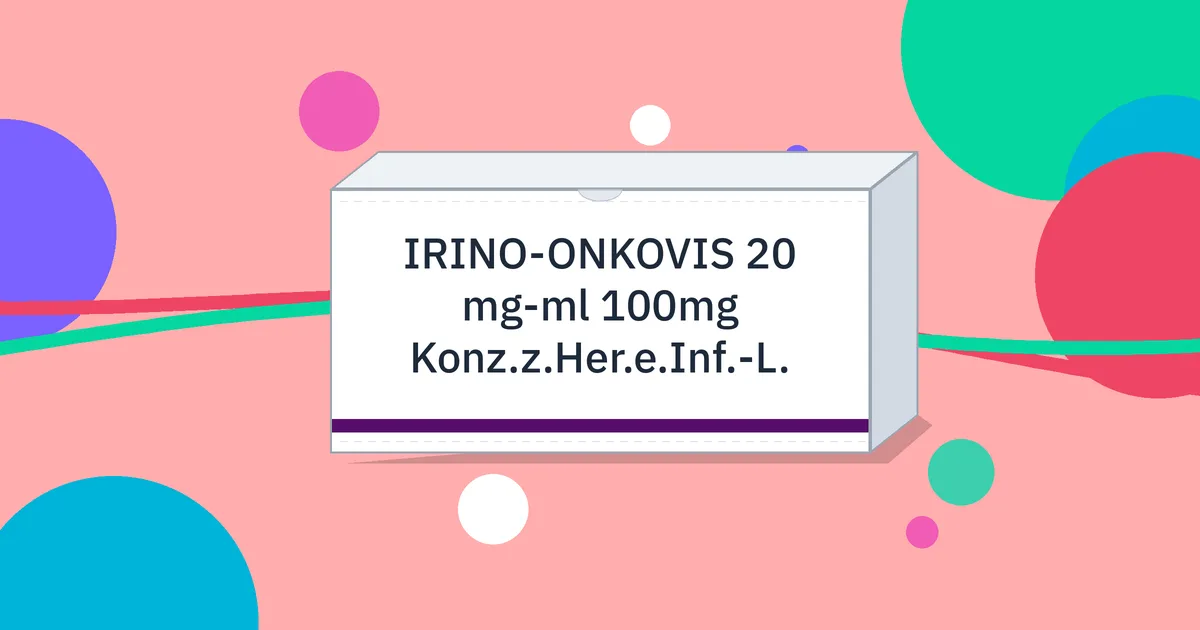 Symbolbild: Packung mit der Aufschrift IRINO-ONKOVIS 20 mg-ml 100mg Konz.z.Her.e.Inf.-L. (PZN 11852976) – Verfügbarkeit und Bezug in Apotheken in Frankfurt am Main